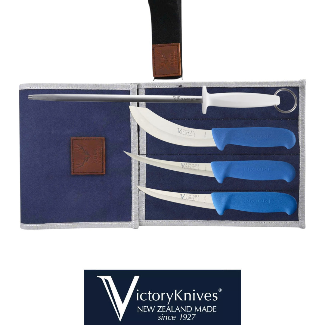 Victory 4PCS Butchers Knife Set Hollow Ground Boning Knife Skinning 12 ...